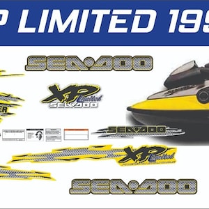 SEADOO XP LIMITED 1999 Graphics / Decal / Sticker Kit Yellow, Blue ...