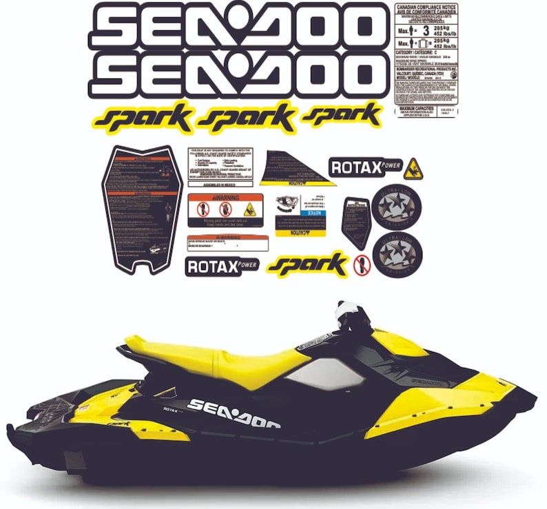 Seadoo Spark 3 UP 2015 - 2022 Graphics / Decal / Sticker Kit - Etsy