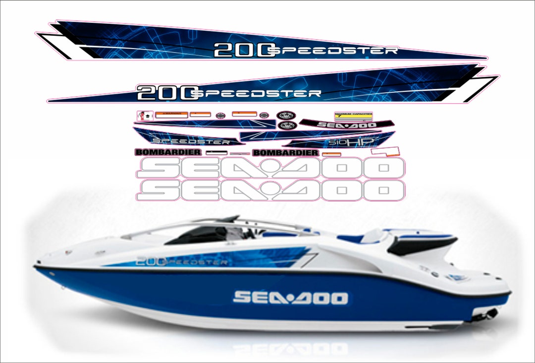 Seadoo Speedster 200 2004 2007 510 HP Blue Graphics / Decal / Sticker ...