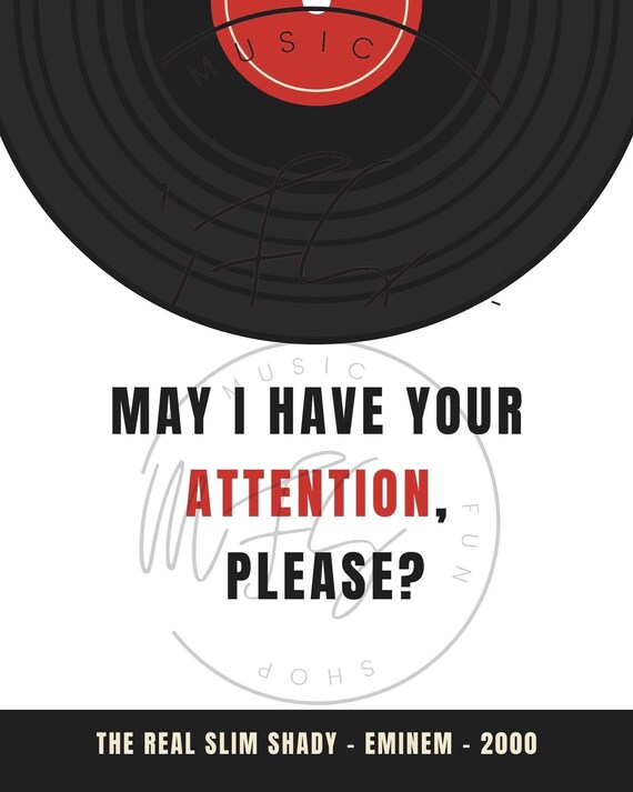 The Real Slim Shady Lyrics Print Eminem Typography Wall - Etsy