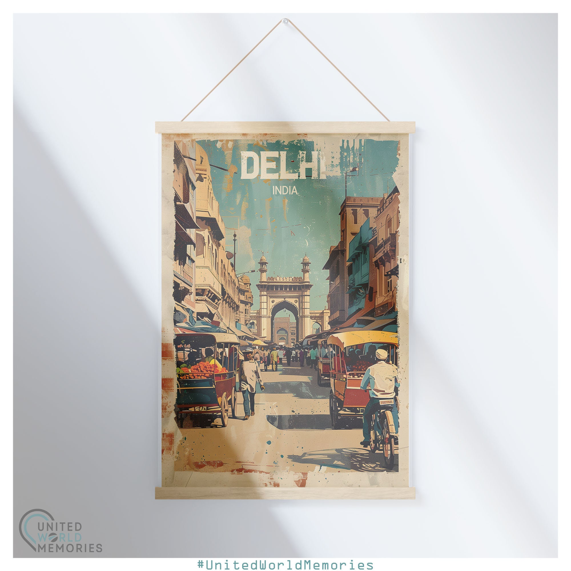 Delhi Vintage Old Delhi Poster, Delhi Travel Print, India Retro Wall ...