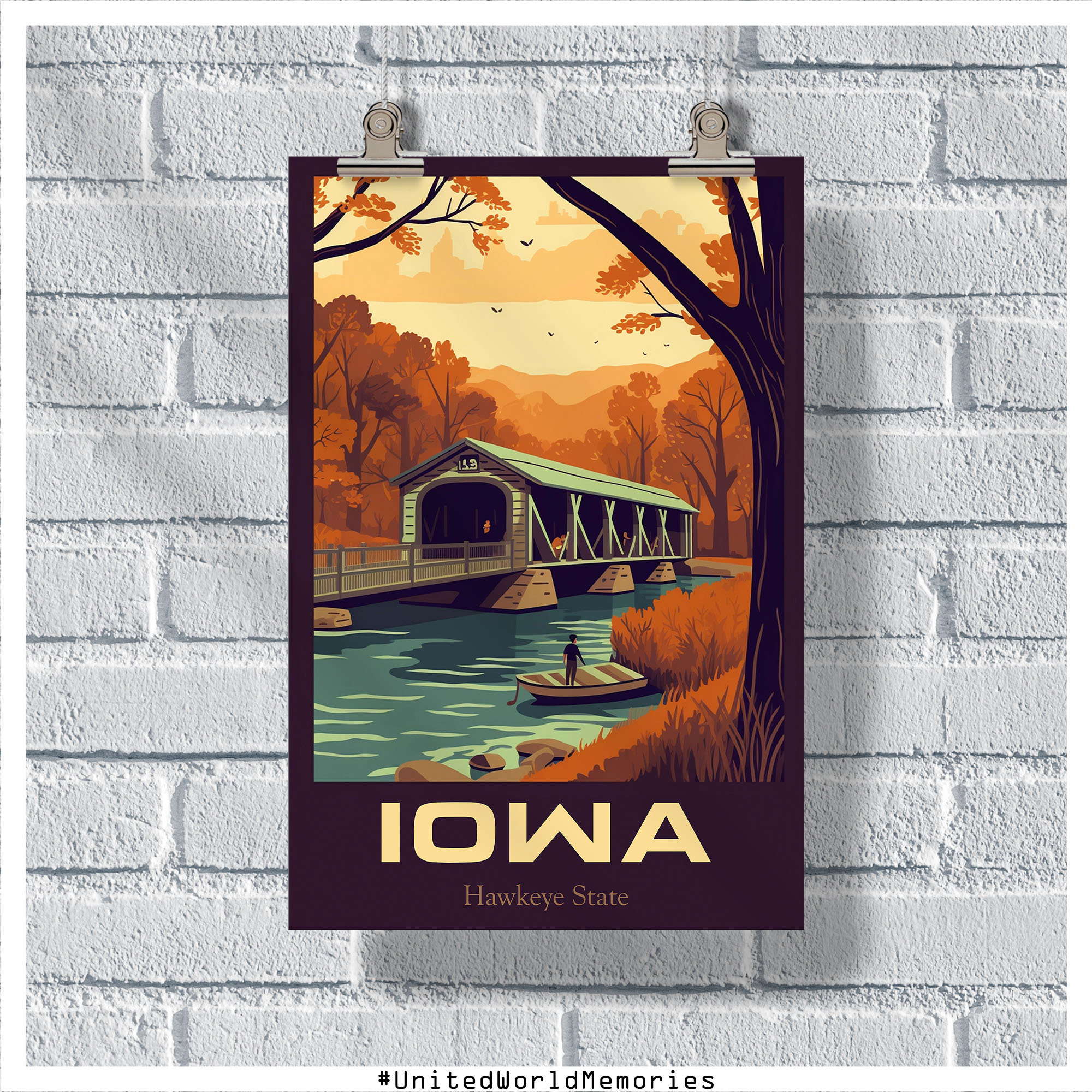 Iowa Travel Poster, Hawkeye State Poster, Iowa Vintage Poster, Wall ...