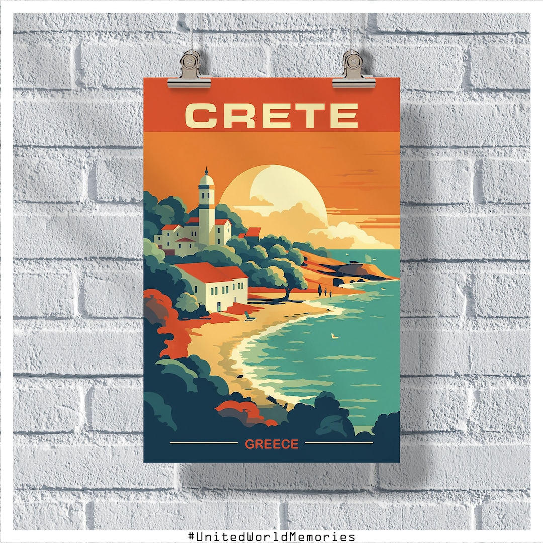 Crete Travel Poster, Crete Beaches Poster, Greece Poster, Crete Wall ...
