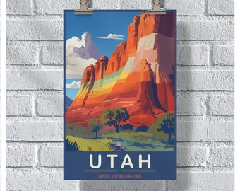 Utah Travel Poster, Delicate Arch Poster, Utah Vintage Poster, Wall ...