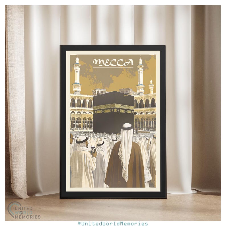Mecca Kaaba Poster, Saudi Arabia Travel Poster, Grand Mosque Print ...