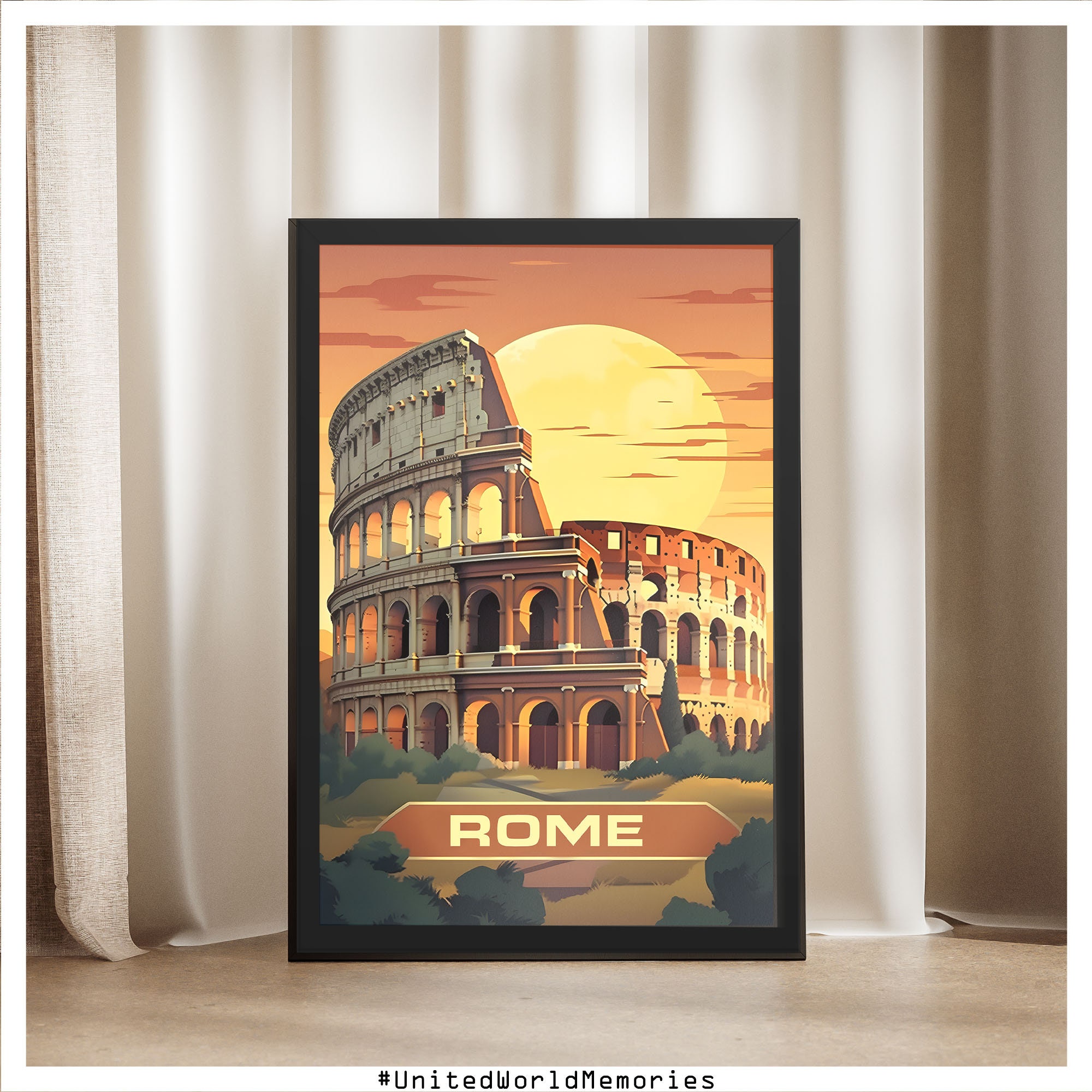 Rome Colosseum Poster Rome Travel Poster Italy Poster - Etsy