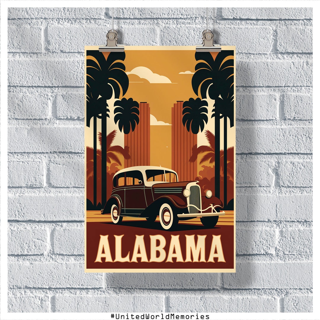 Alabama Travel Poster, Alabama State Gift, Alabama Vintage Poster, Wall ...