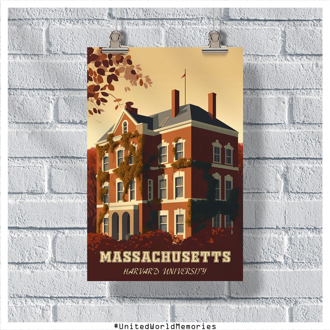 Massachusetts Travel Poster, Harvard Poster, Massachusetts Vintage ...