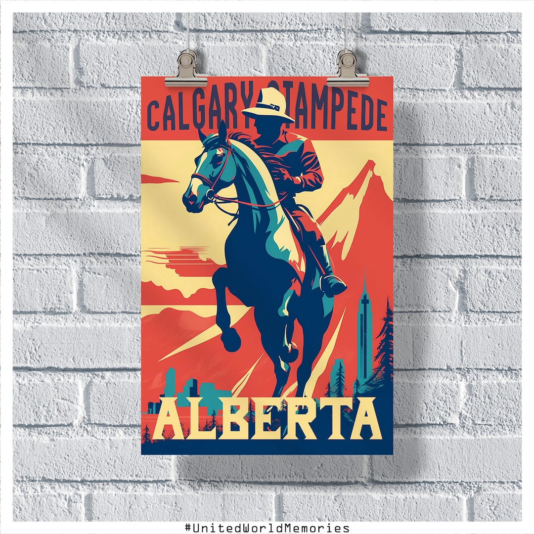 Alberta Travel Poster, Calgary Stampede Poster, Canada Poster, Alberta ...