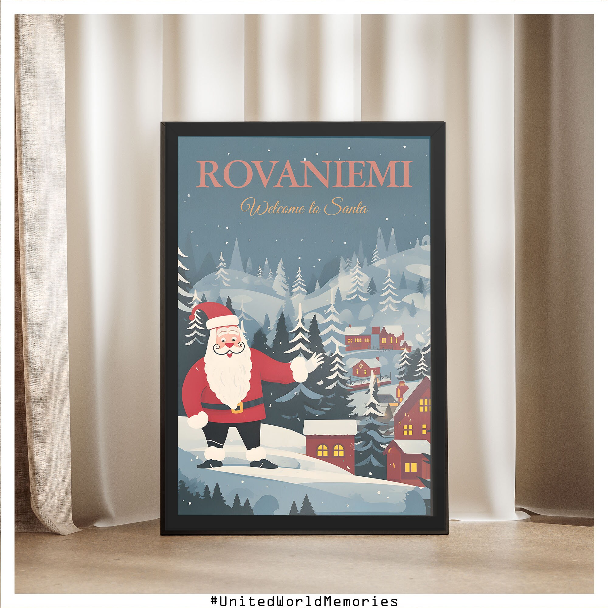 Rovaniemi Welcome to Santa Poster, Rovaniemi Gift, Santa Claus Poster ...