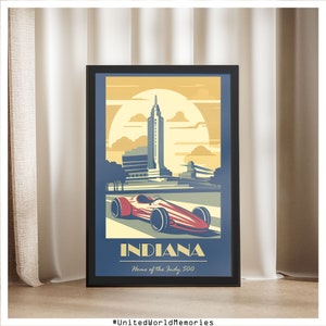 Indiana Travel Poster, Indy 500 Poster, Indiana Poster, Indiana Vintage ...