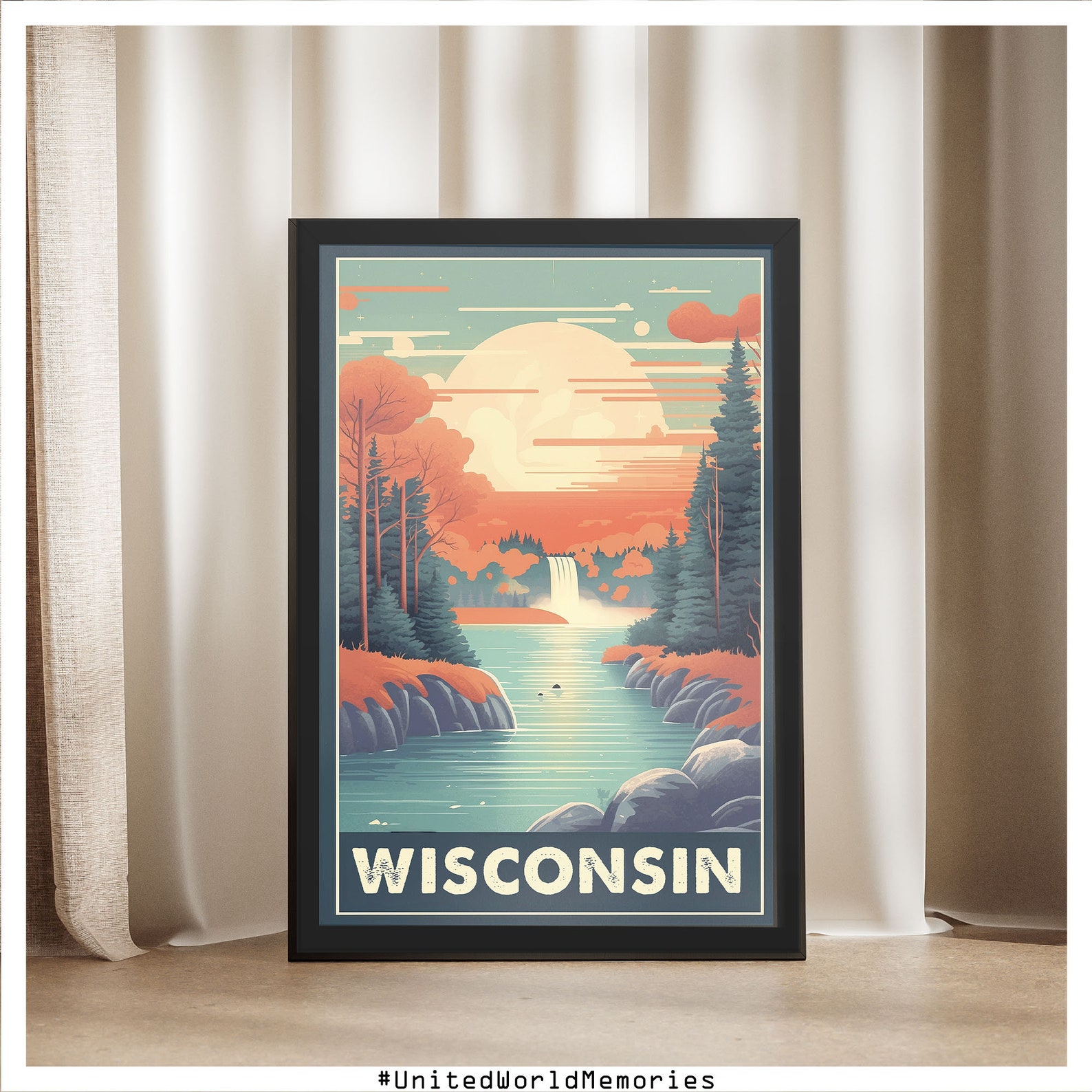 Wisconsin Travel Poster, Wisconsin Poster, Wisconsin Vintage Poster ...
