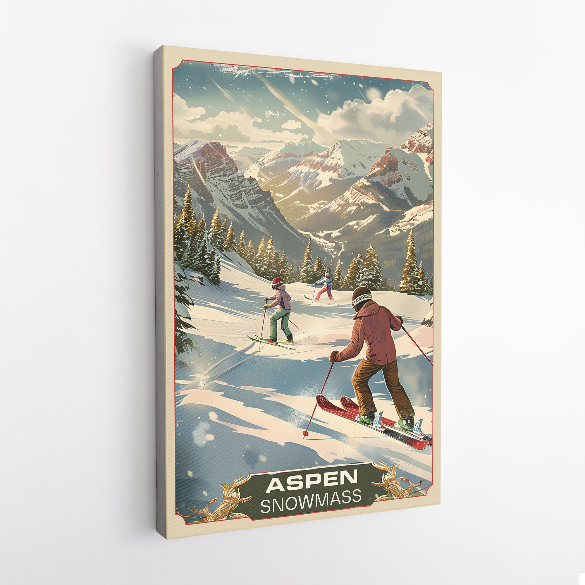 Aspen Snowmass Retro Adventure Poster, Ski Resort Colorado Print, Ski ...
