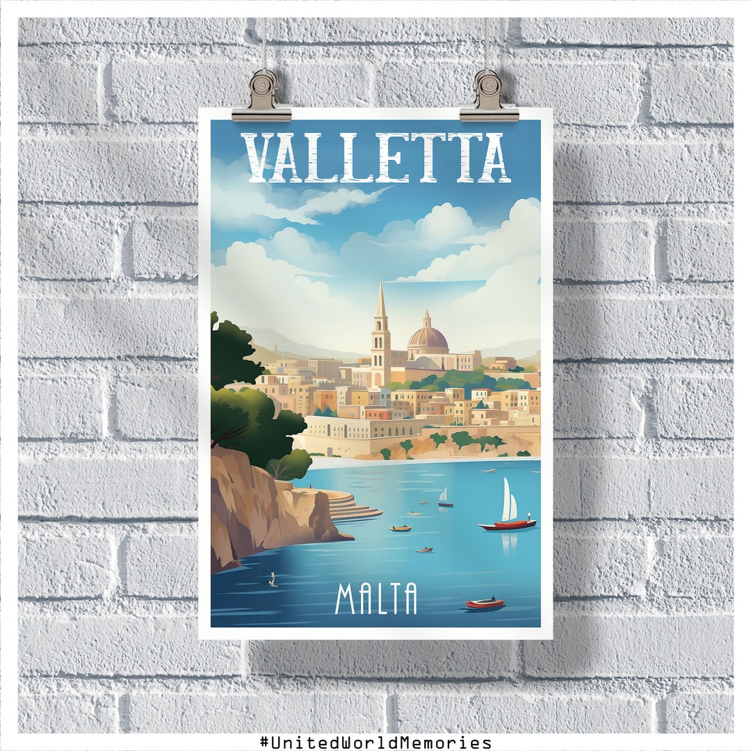 Valletta Travel Poster, Grand Harbour Poster, Malta Poster, Valletta ...