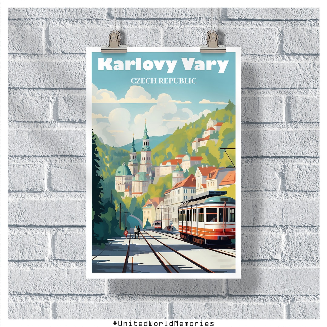 Karlovy Vary Travel Poster, Czech Tram Poster, Karlovy Vary Wall Art ...