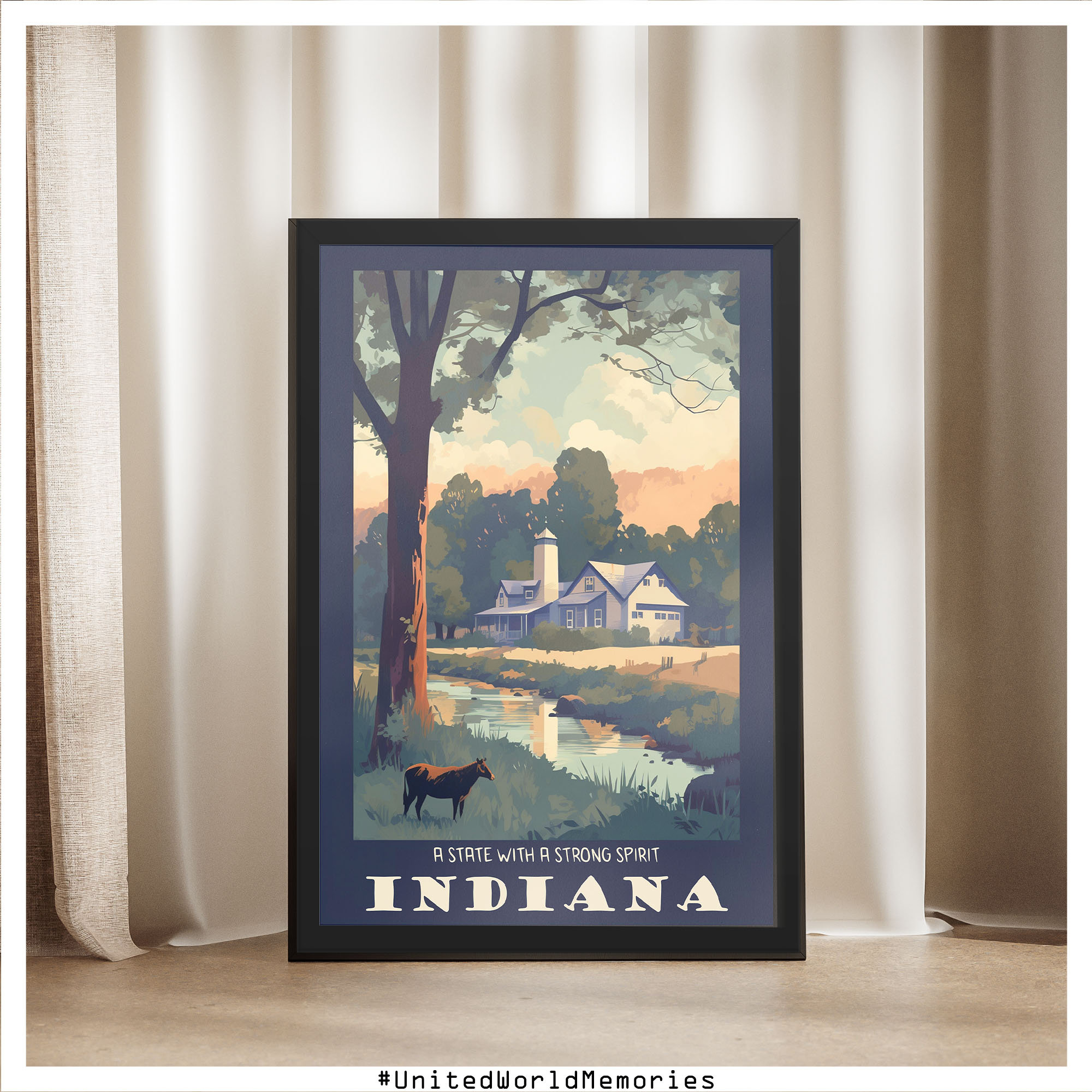 Indiana Travel Poster, Indiana Poster, Indiana Vintage Poster, Wall ...