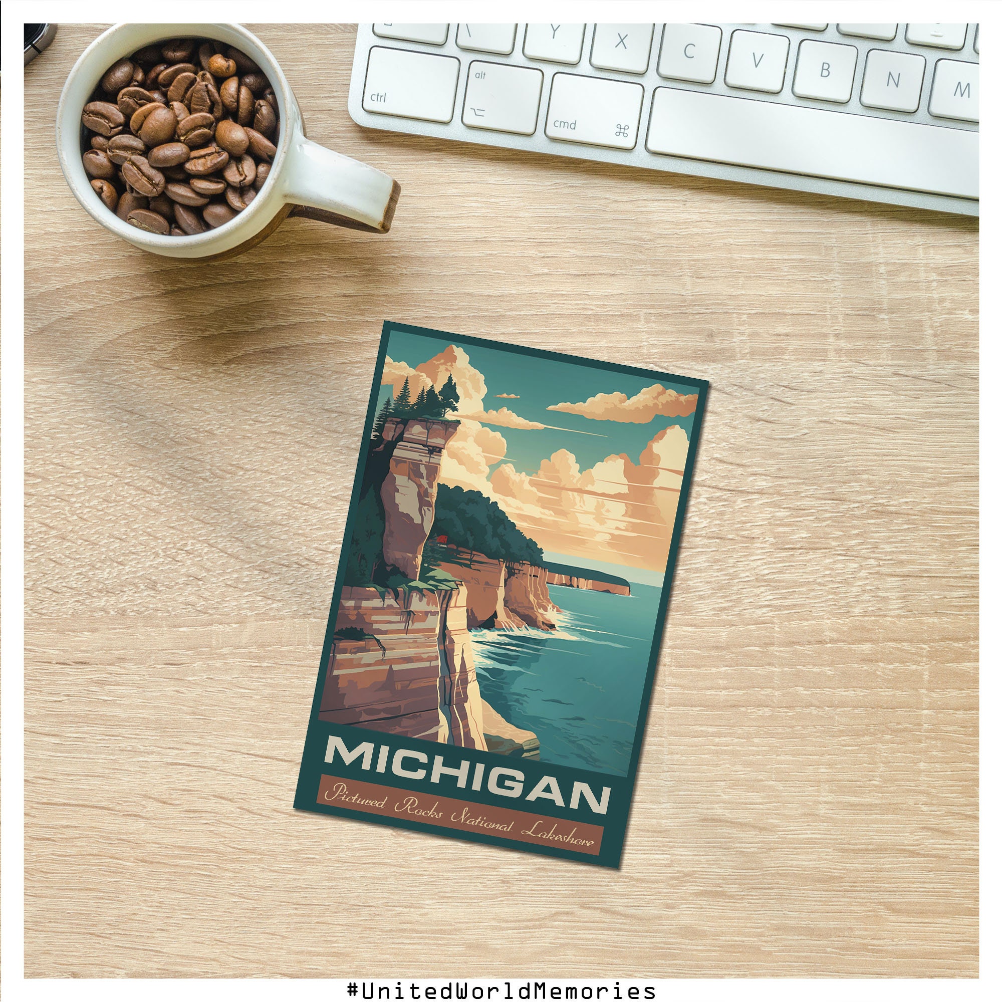 Michigan Travel Poster, Pictured Rocks National Lakeshore Poster ...