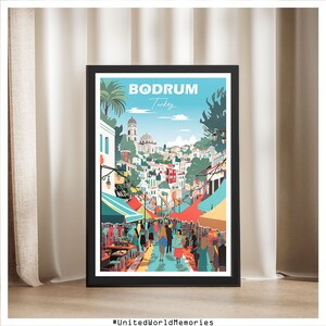 Bodrum Travel Poster, Bodrum Bazaar Poster, Turkey Poster, Bodrum Wall ...