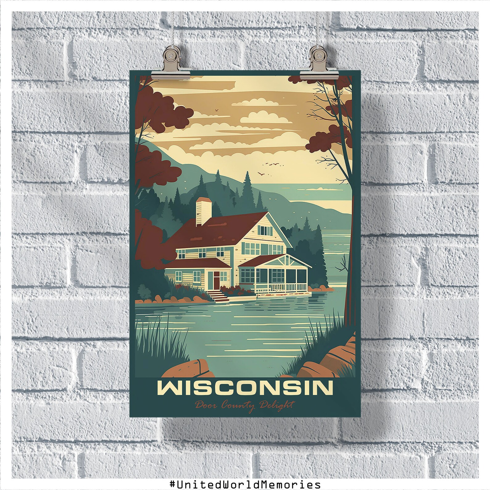 Wisconsin Travel Poster, Door County Delight Poster, Wisconsin Vintage ...