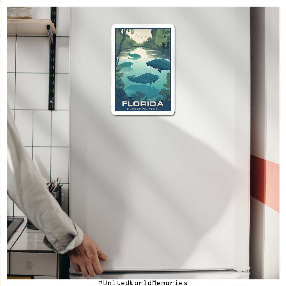 Florida Travel Poster, Florida Manatee Poster, Florida Vintage Poster ...