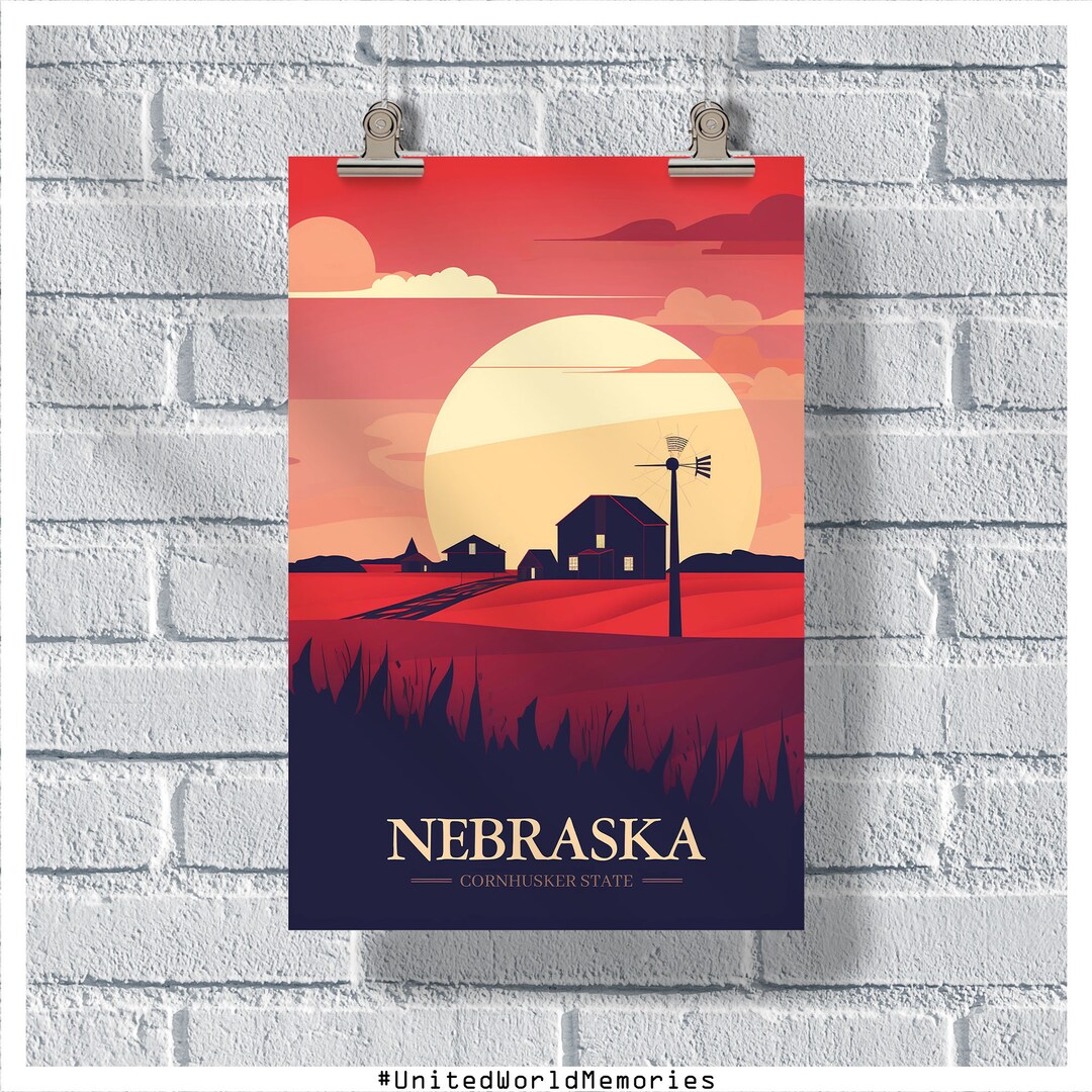 Nebraska Travel Poster, Cornhusker State Poster, Nebraska Vintage ...