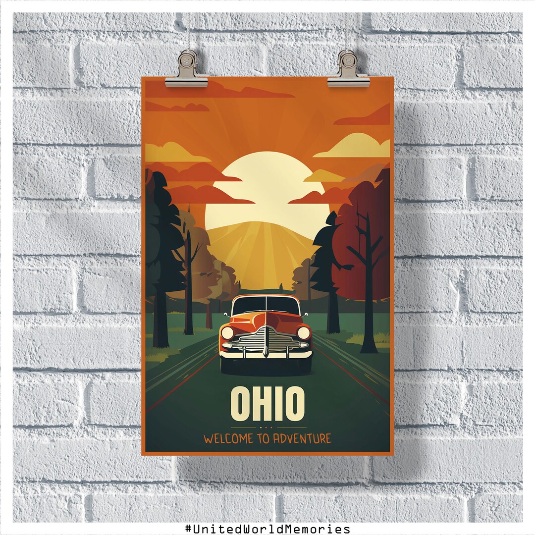Ohio Travel Poster, Welcome to Ohio Poster, Ohio Vintage Poster, Wall ...