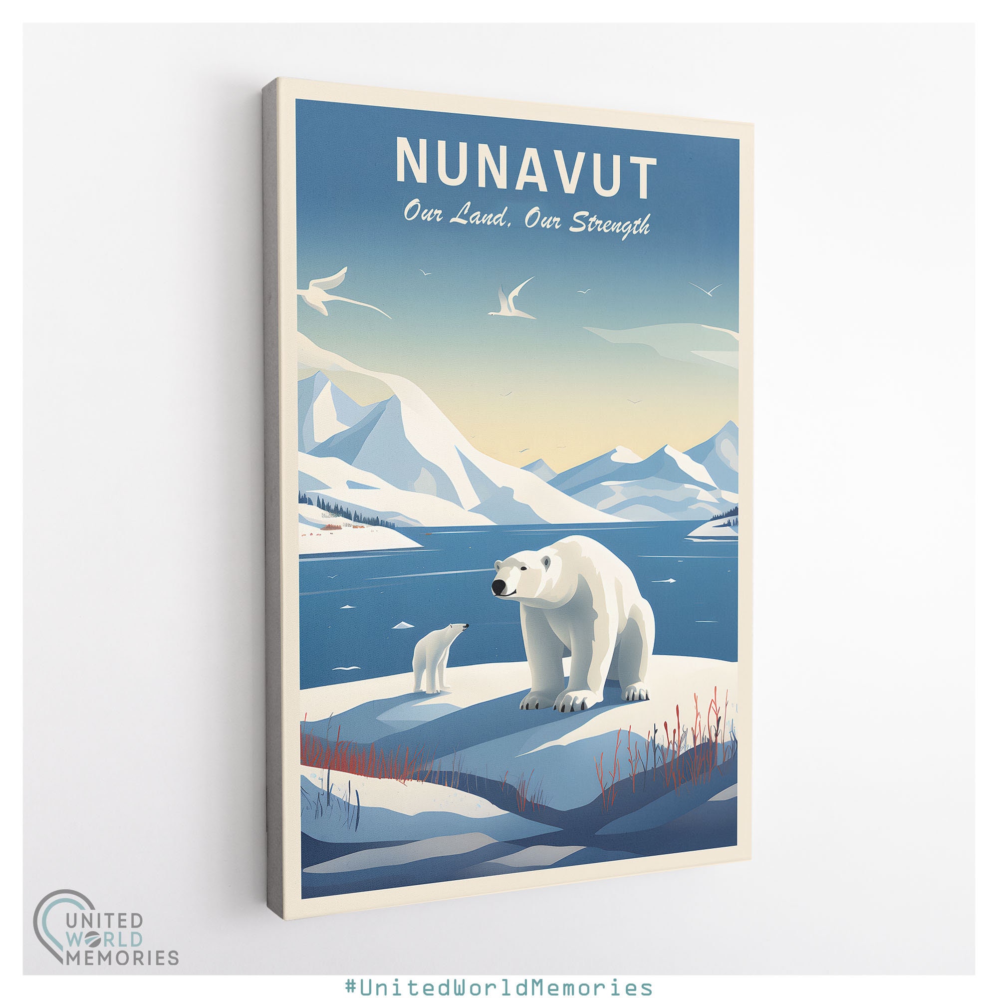 Nunavut Arctic Wildlife Poster, Nunavut Canada Vintage Retro Print ...