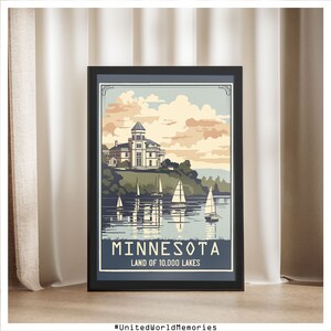 Minnesota Travel Poster, Minnesota Lakes Poster, Minnesota Vintage ...