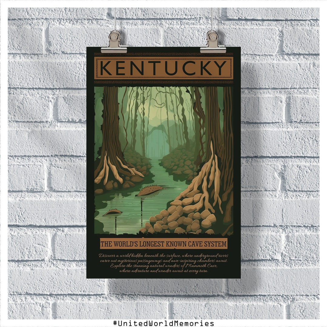 Kentucky Travel Poster, Mammoth Cave Poster, Kentucky Vintage Poster ...