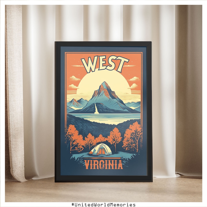 West Virginia Travel Poster, West Virginia Camping Poster, West ...