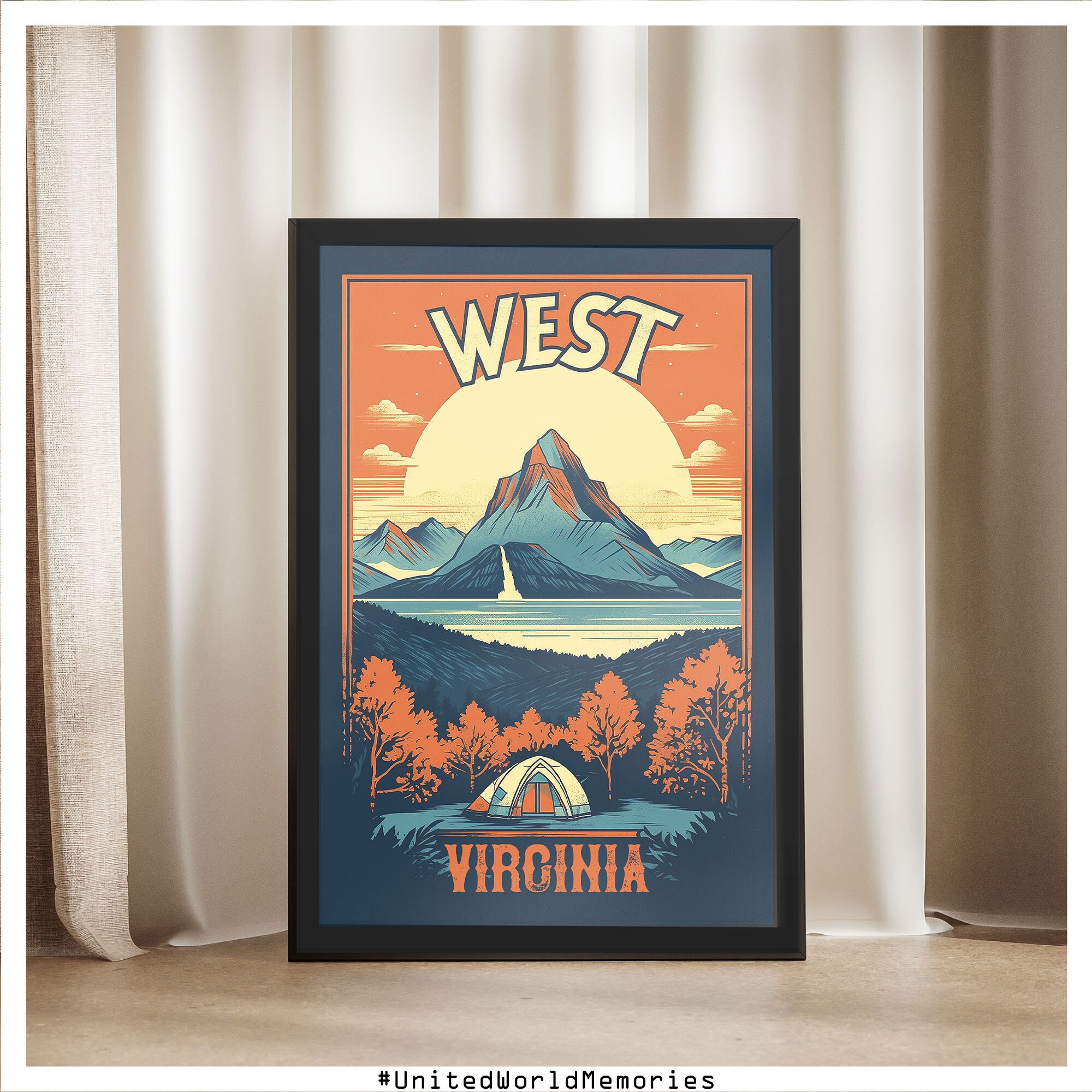 West Virginia Travel Poster, West Virginia Camping Poster, West ...