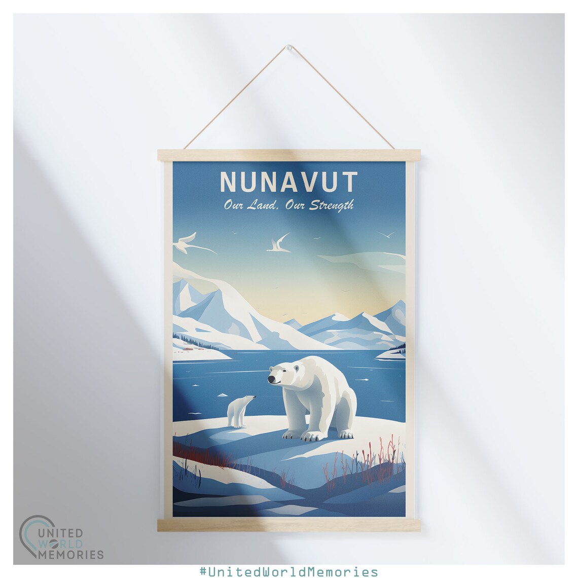 Nunavut Arctic Wildlife Poster, Nunavut Canada Vintage Retro Print ...