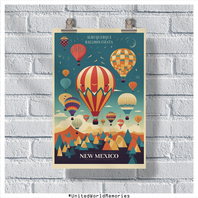New Mexico Travel Poster Albuquerque Balloon Fiesta Poster - Etsy