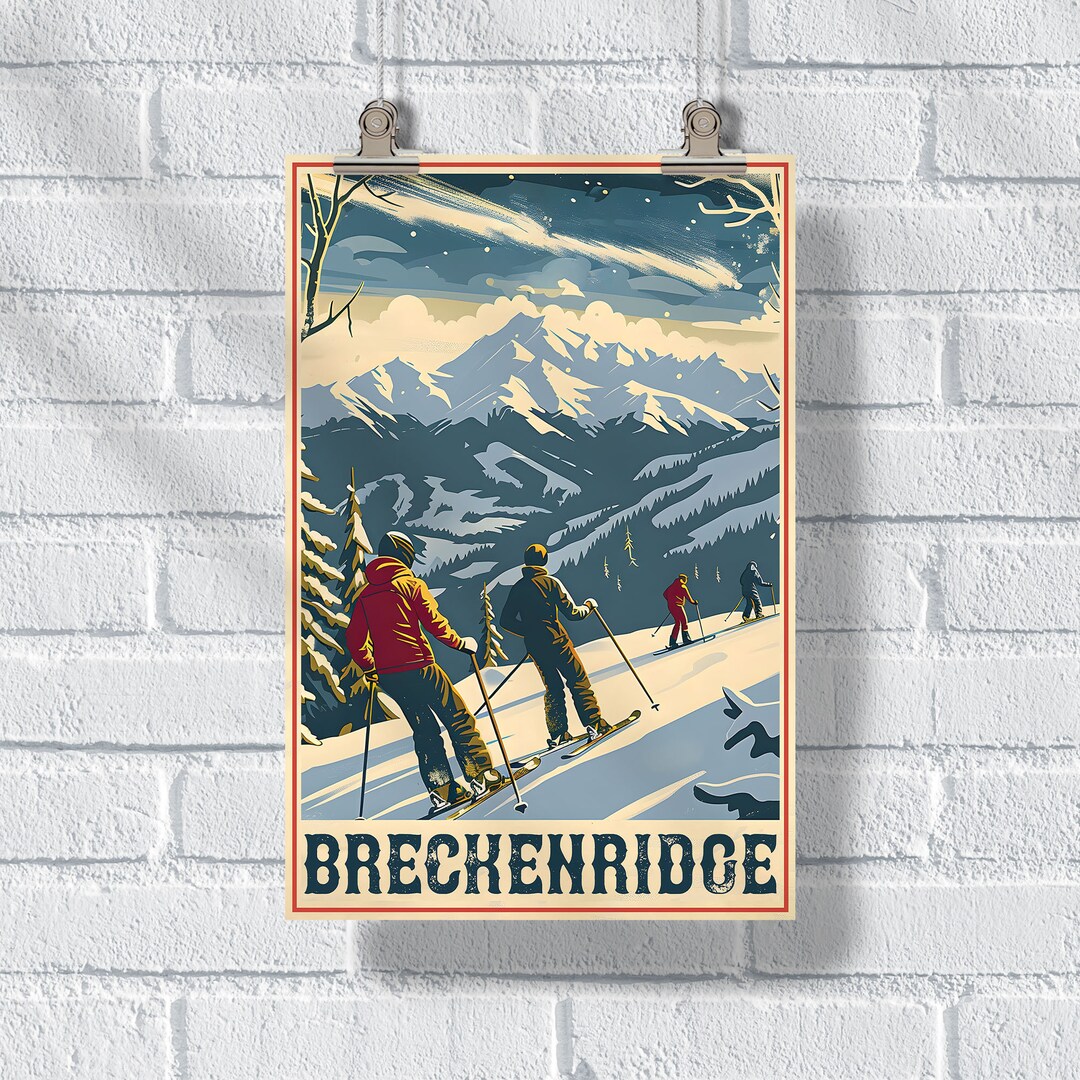 Breckenridge Vintage Ski Adventure Poster, Ski Resort Colorado Print ...