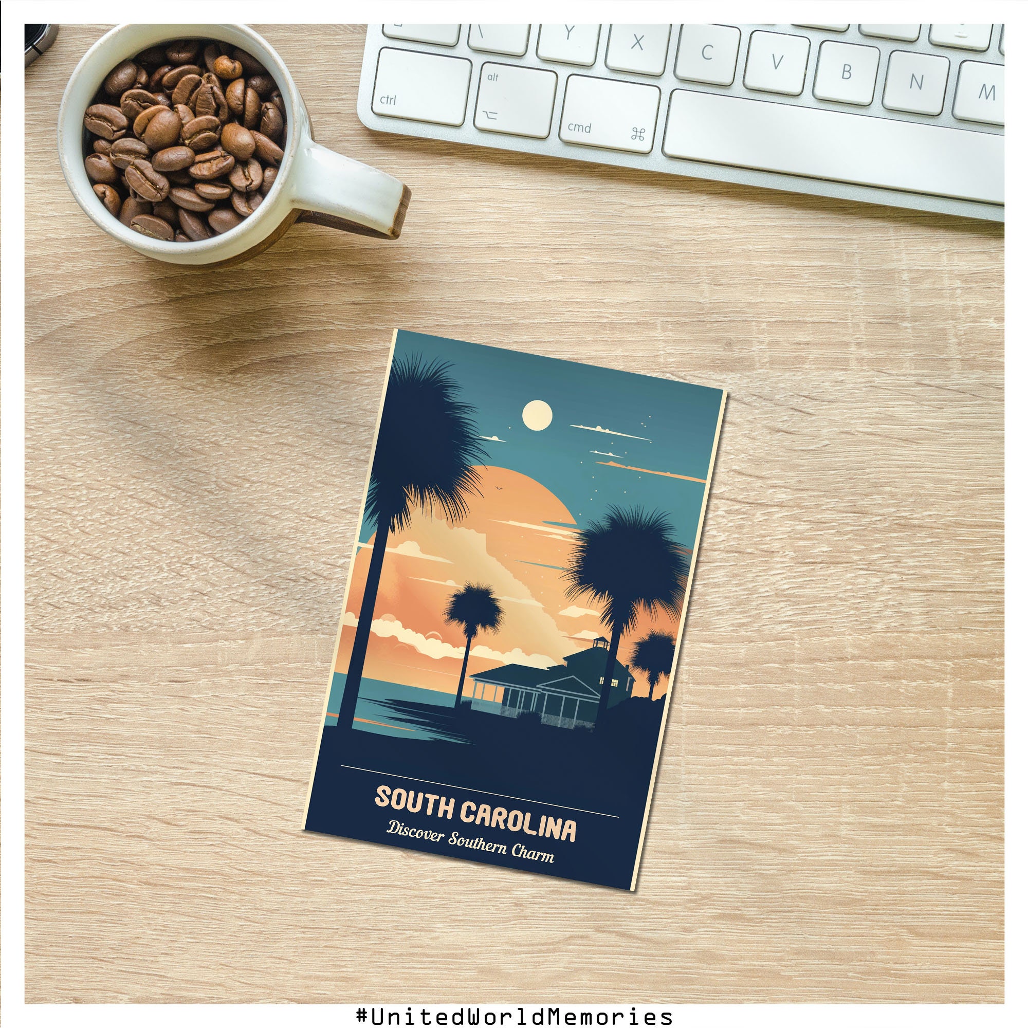 South Carolina Travel Poster, Southern Charm Poster, SC Vintage Poster ...