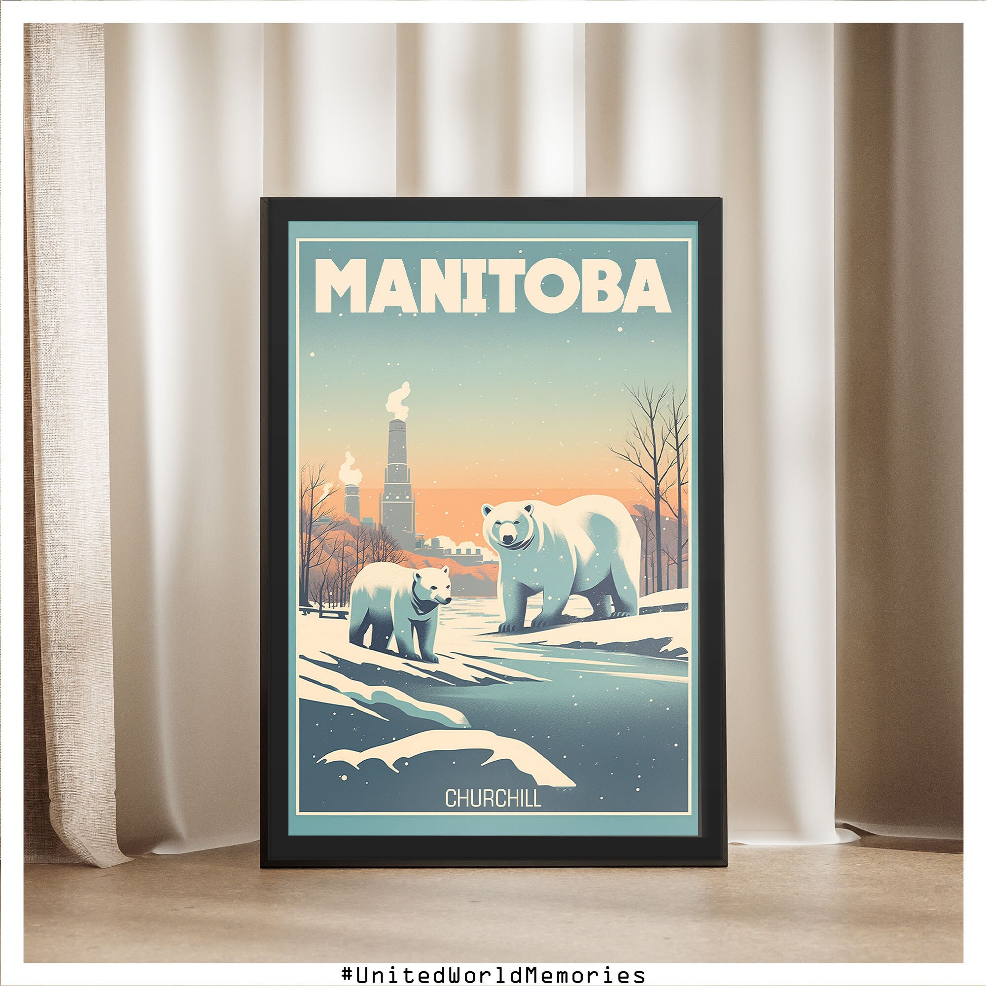 Manitoba Travel Poster, Churchill Polar Bears Poster, Canada Poster ...