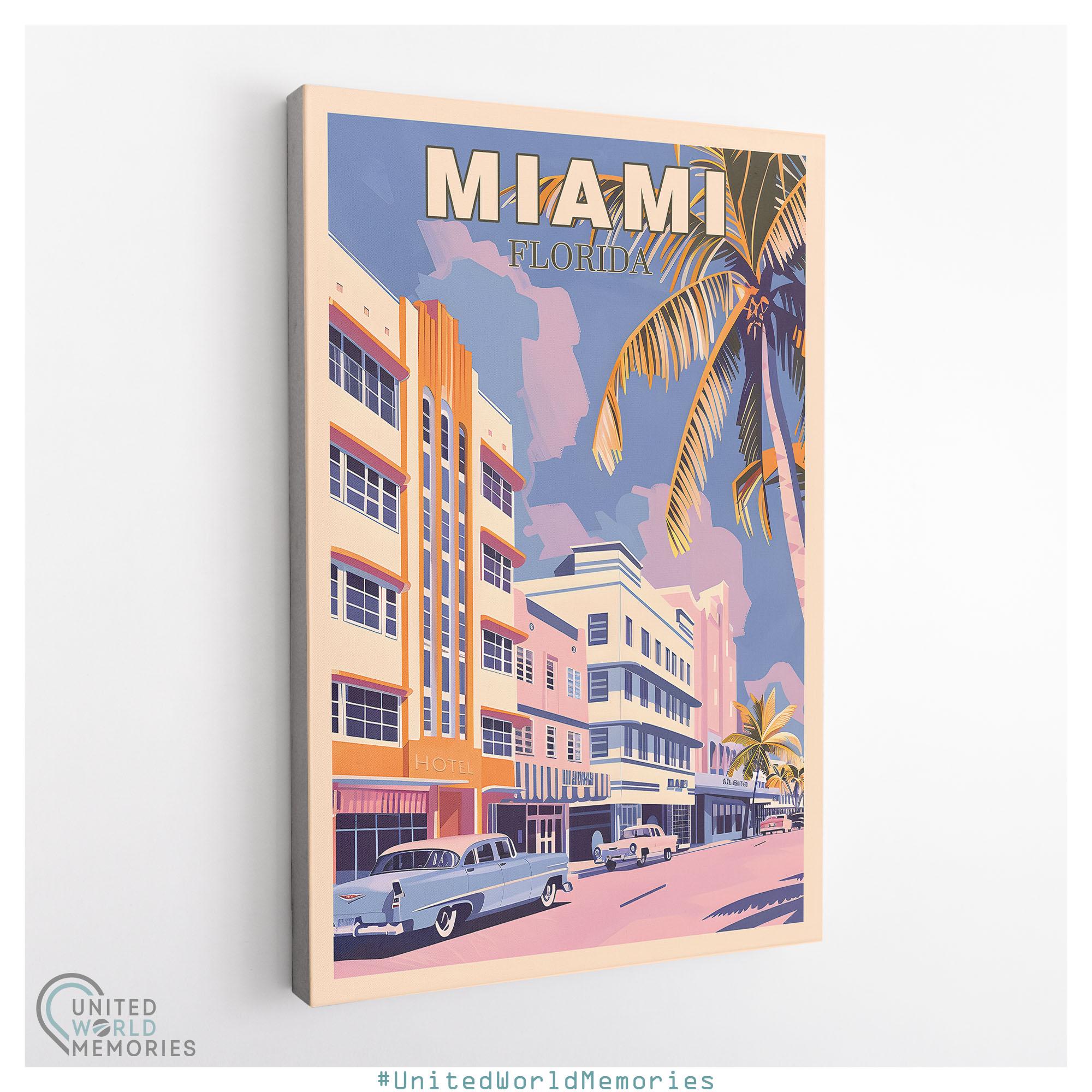 Miami Art Deco Glamour Poster, United States Travel Poster, Miami ...
