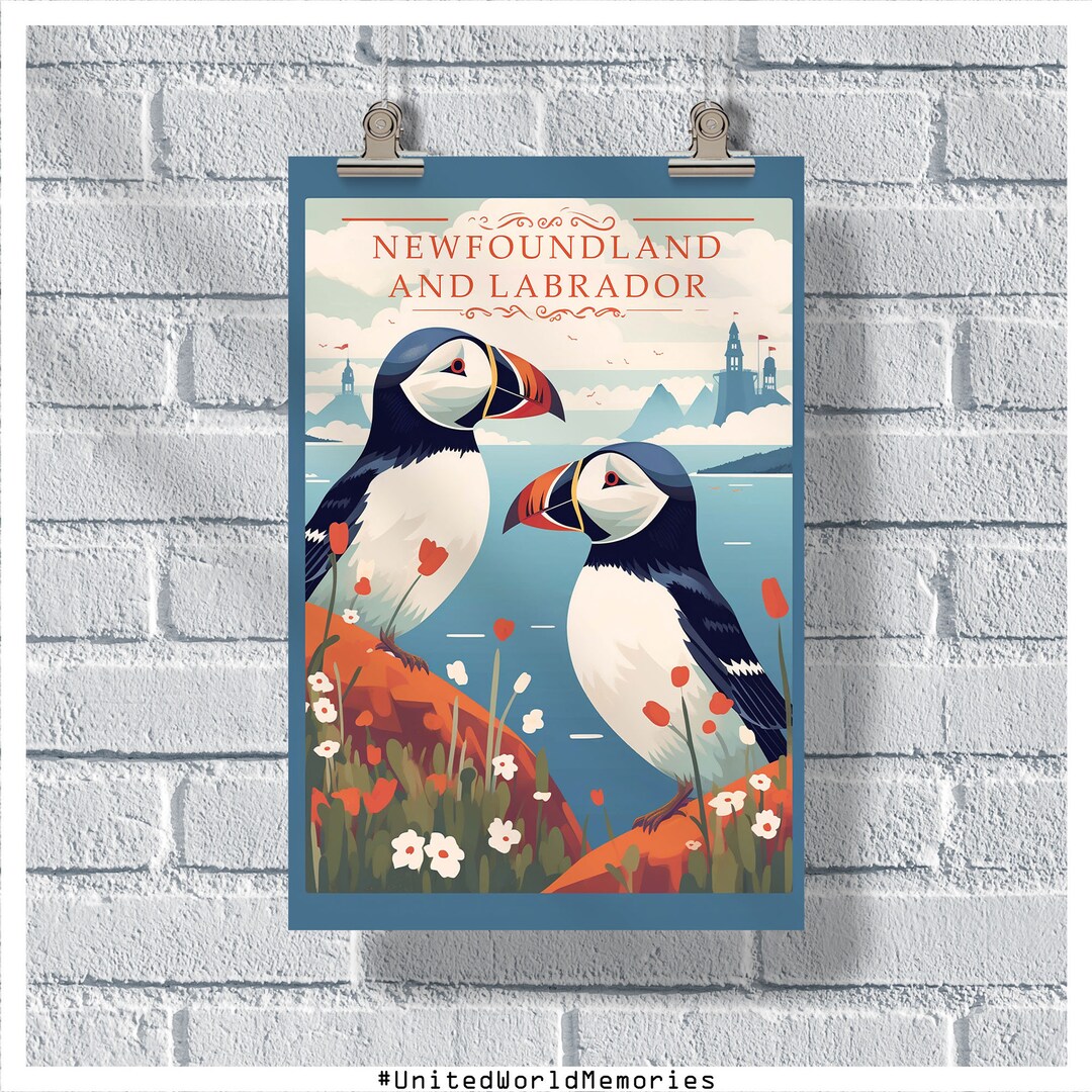 Newfoundland and Labrador Poster, Puffins Poster, NL Canda Poster, Wall ...