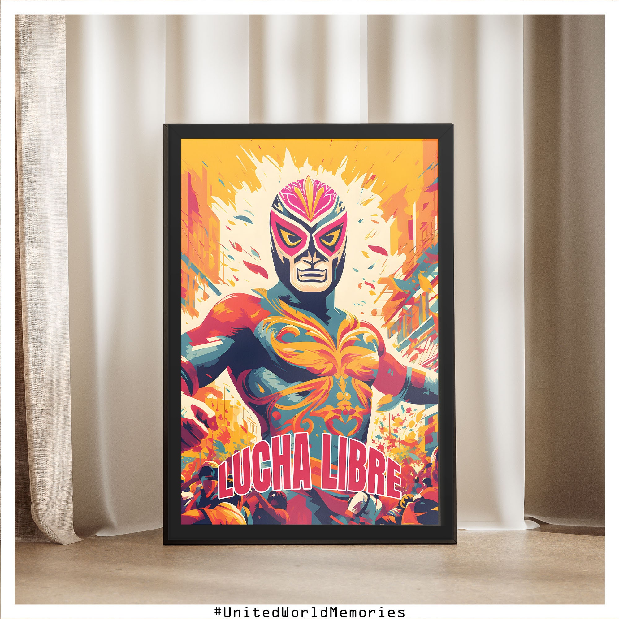 Mexico Lucha Libre Wrestling Poster, Mexico Travel Poster, Mexico City ...
