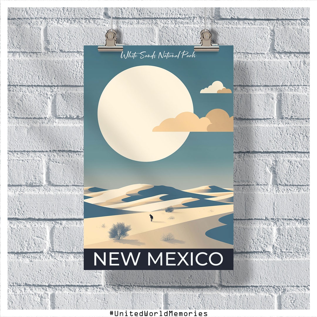New Mexico Travel Poster, White Sands National Park Poster, New Mexico ...