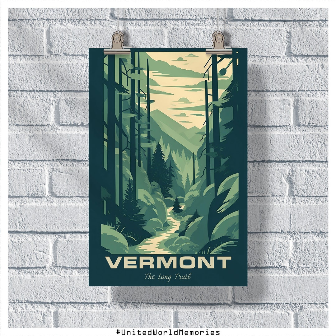 Vermont Travel Poster, the Long Trail Poster, Vermont Vintage Poster ...