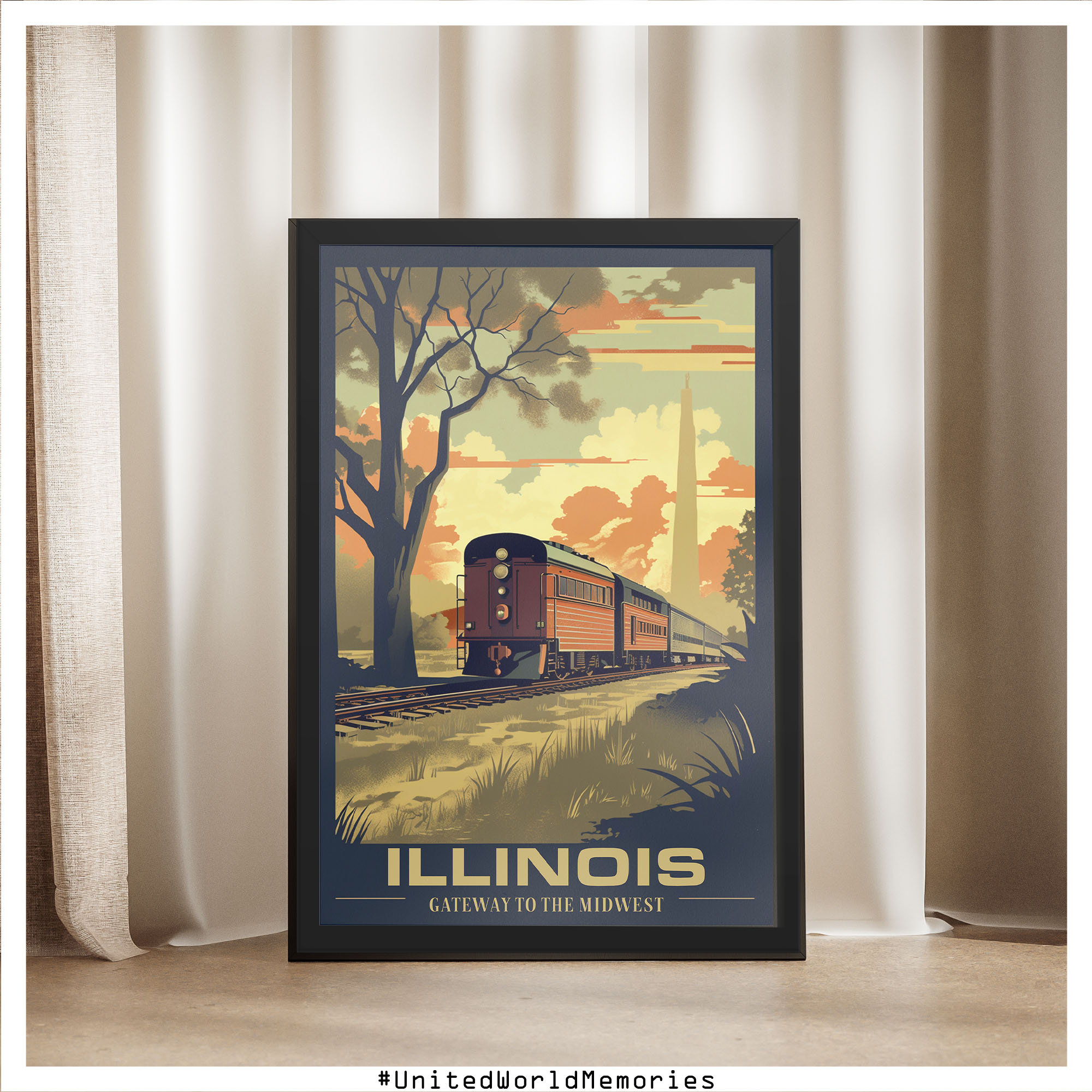 Illinois Travel Poster, Illinois Poster, Illinois Vintage Poster, Wall ...