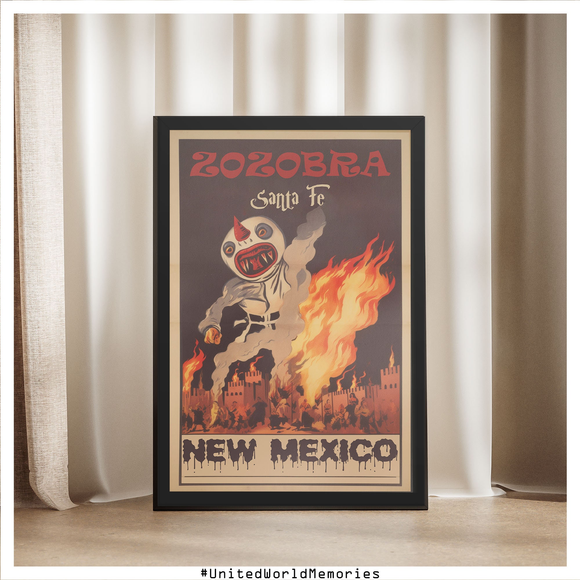 New Mexico Travel Poster, Zozobra Poster, New Mexico Vintage Poster ...