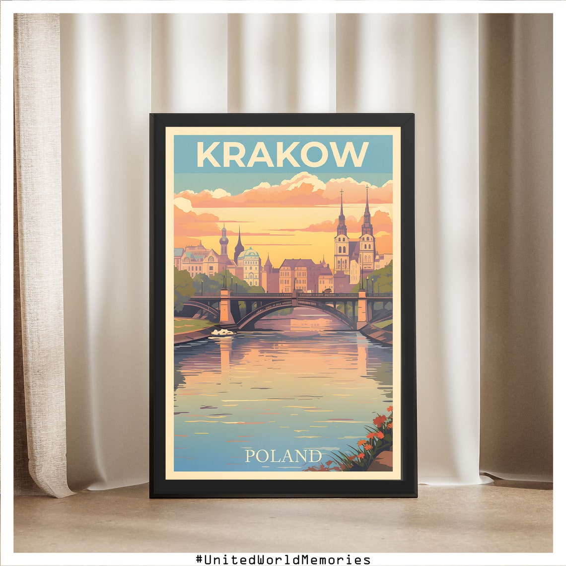 Krakow Vistula River Poster, Krakow Travel Poster, Poland Poster ...