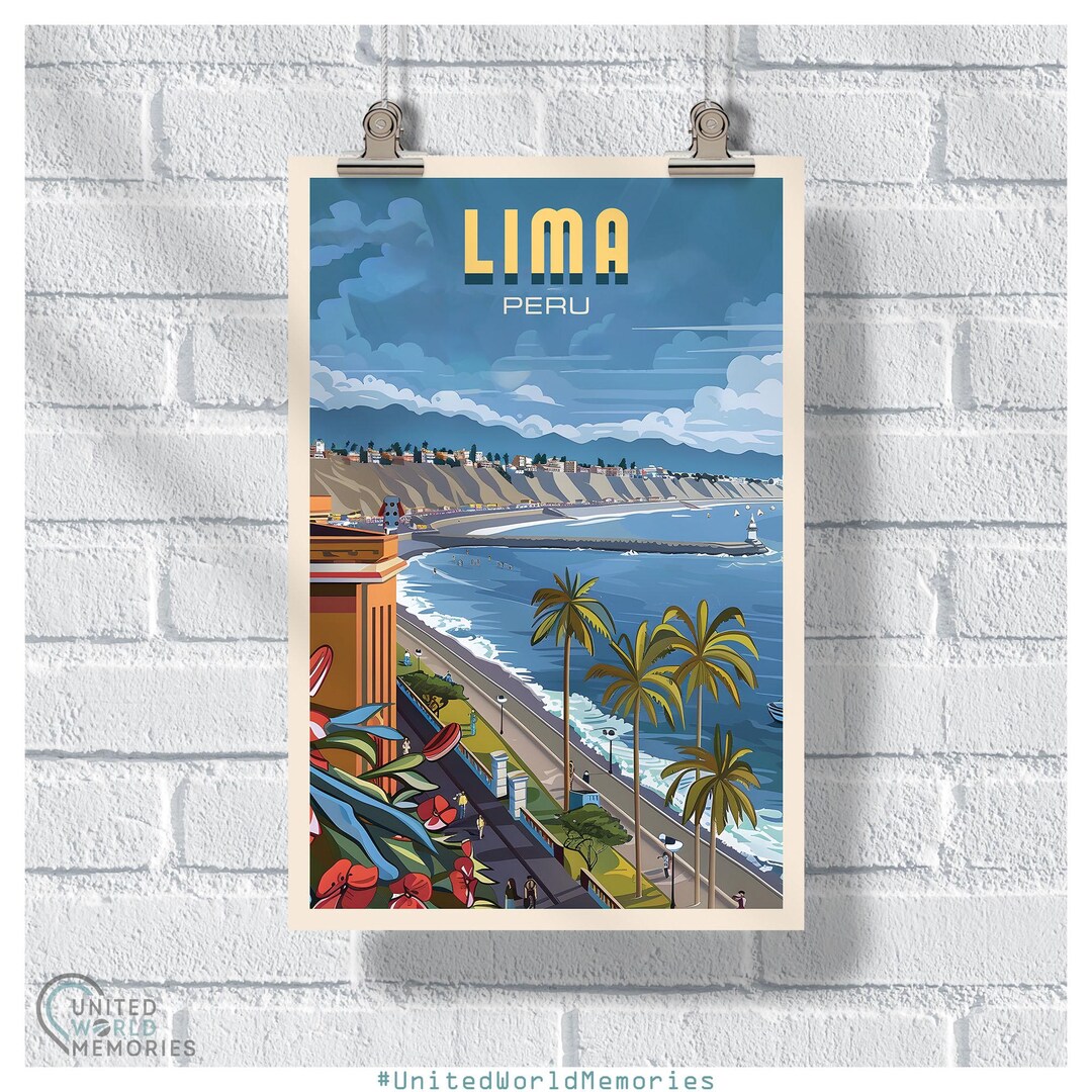 Lima Colorful Miraflores Poster, Peru Travel Poster, Lima Peru Gift for ...