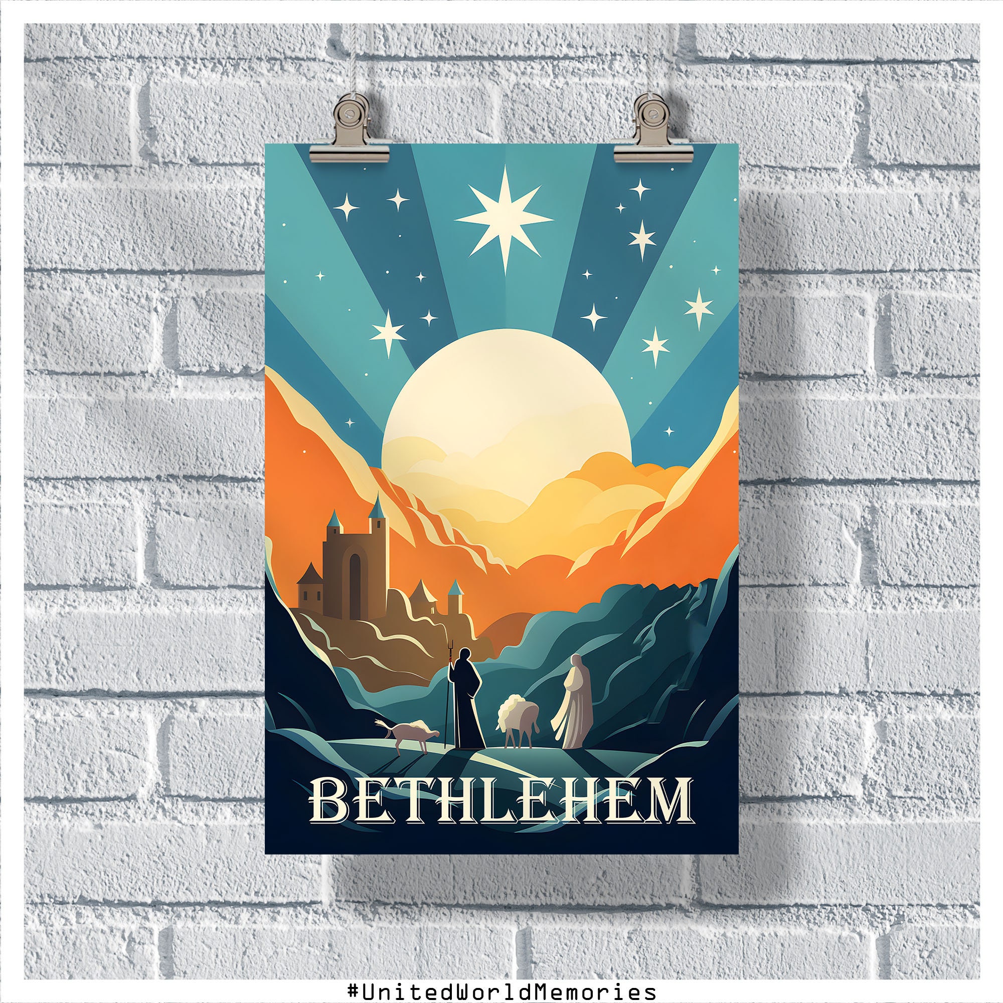 Star of Bethlehem Poster, Nativity Scene Poster, Bethlehem Travel ...