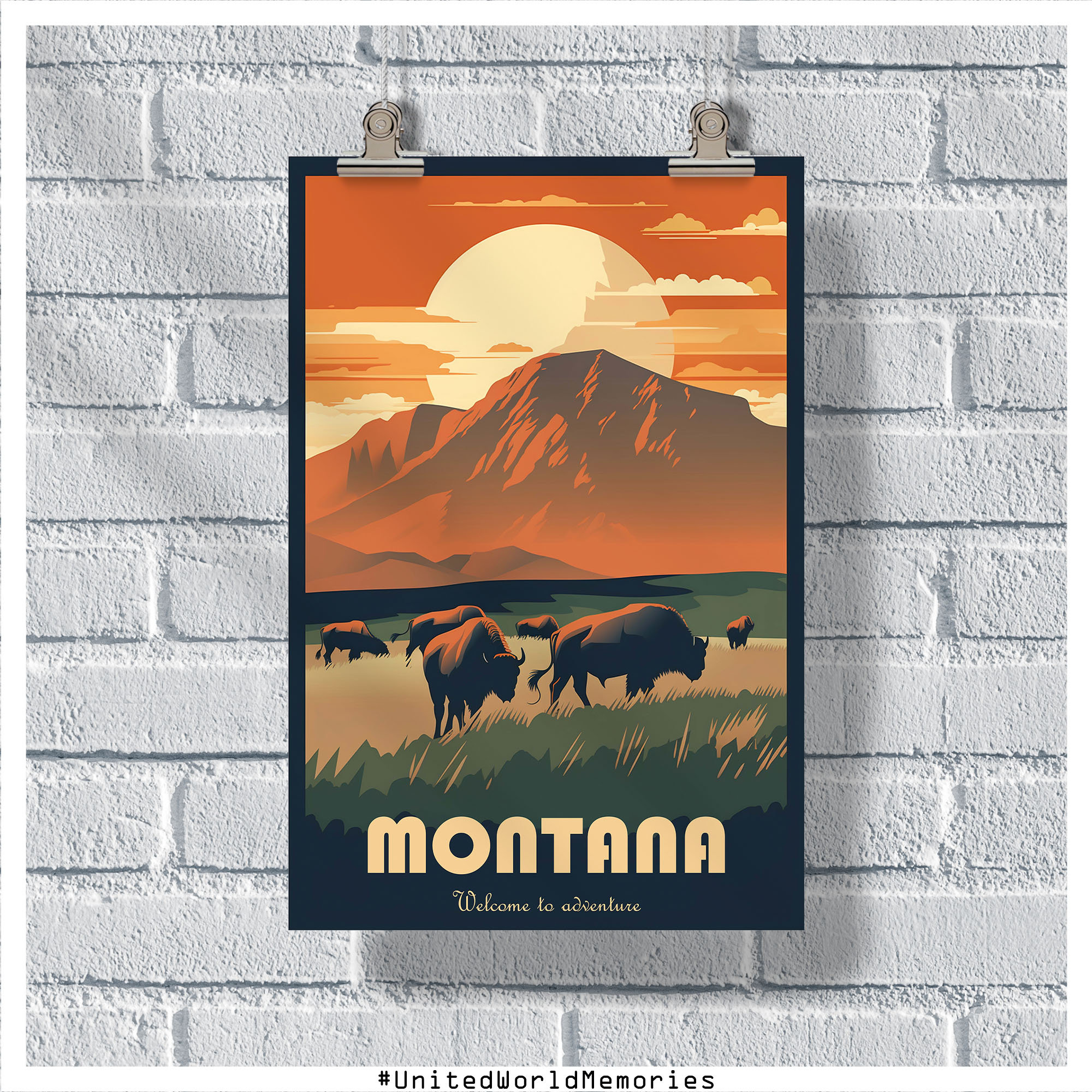 Montana Travel Poster, Welcome to Montana Poster, Montana Vintage ...