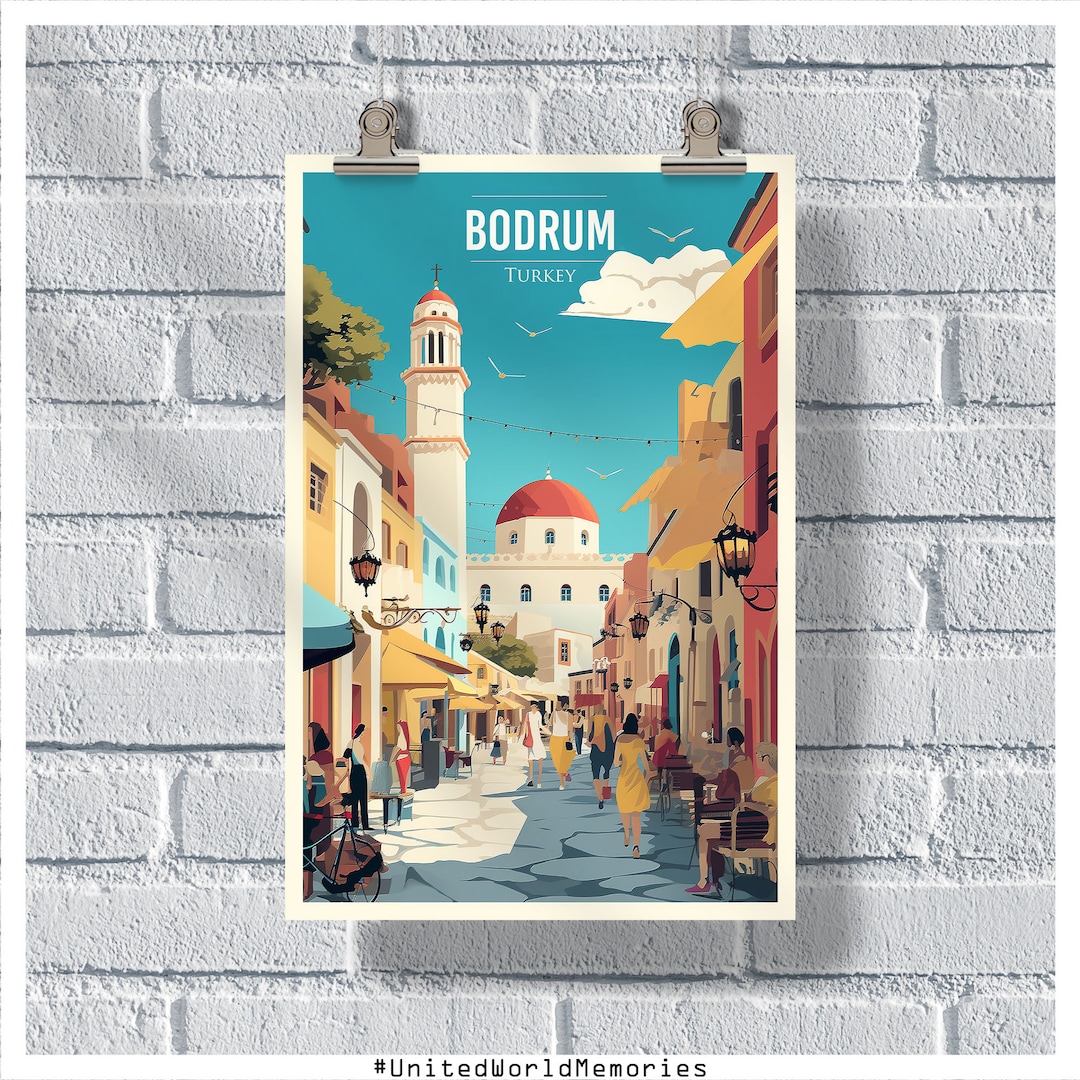 Bodrum Travel Poster, Bodrum Bazaar Poster, Turkey Poster, Bodrum Wall ...