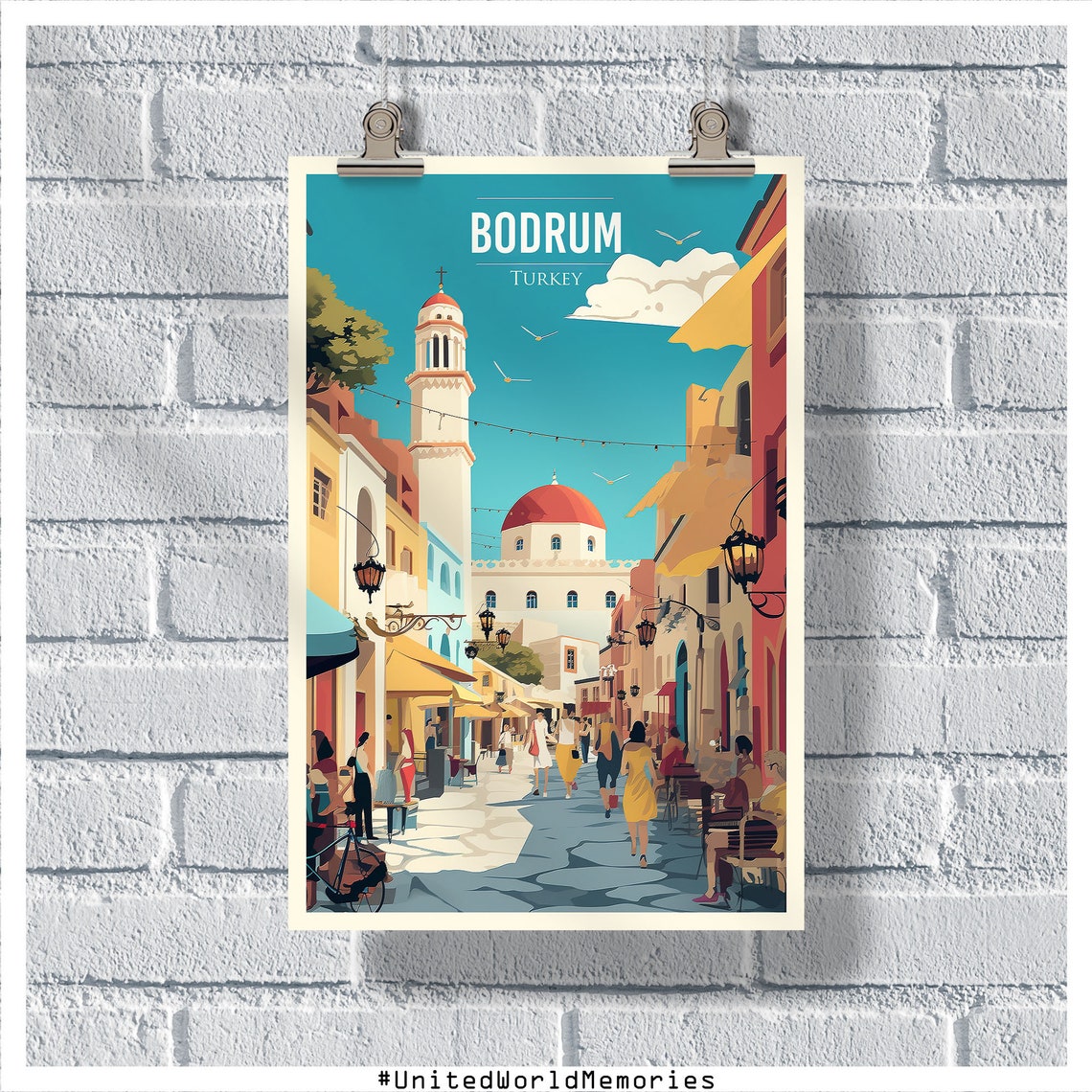 Bodrum Travel Poster, Bodrum Bazaar Poster, Turkey Poster, Bodrum Wall ...