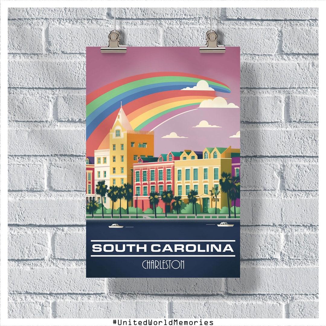 South Carolina Travel Poster, Charleston Poster, SC Vintage Poster ...